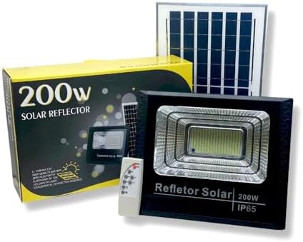 Luminária Refletor Placa Solar Holofote LED Super Potente 200W A Prova ...