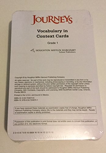 Journeys: Vocabulary In Context Cards Grade 1: 9780547246741: Amazon ...