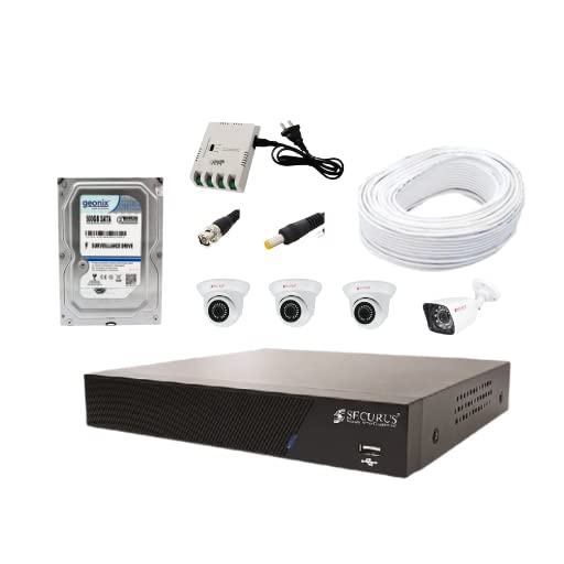 Buy Securus 2.4 MP HD 4 Camera (3 Indoor + 1 Outdoor) CCTV Combo Kit ...