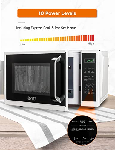 COMMERCIAL CHEF 0.9 Cubic Foot Microwave with 10 Power Levels, Small ...