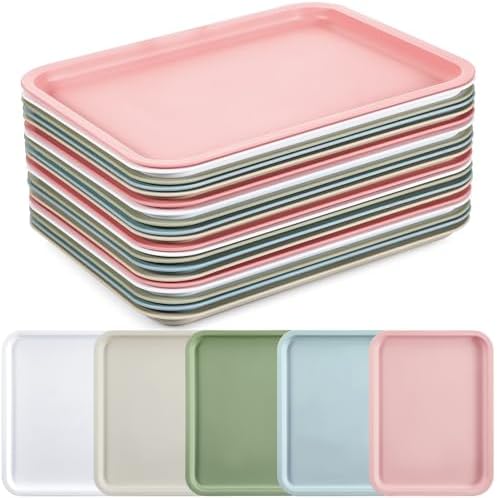 Amazon.com: Uiifan 20 Pcs Thicken Plastic Fast Food Serving Tray Bulk 5 ...