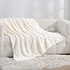 Amazon.com: Linecooo Cream White Fleece Throw Blanket 50”×60” for Couch ...