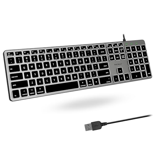 Buy Macally Backlit Mac Keyboard Wired - Quiet, Sleek, and Functional ...