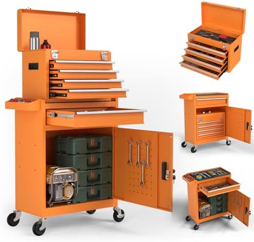 5-Drawers Rolling Tool Chest Tool Box with Wheels, 2-in-1 Detachable ...
