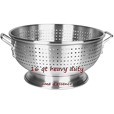 Amazon.com: (16-QT) Aluminum Colander with Handles and Base Heavy Duty ...