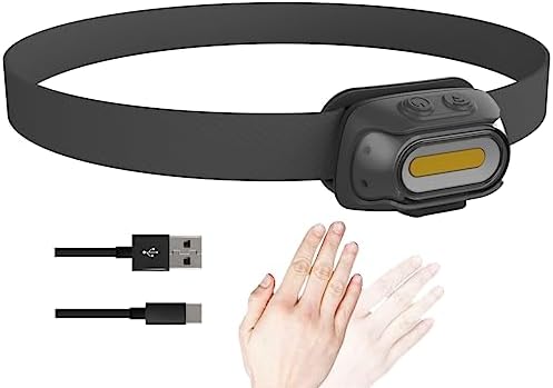 lidefox LED Headlamp Rechargeable, Headlamp Flashlight LED Work Headlight with Motion Sensor ...