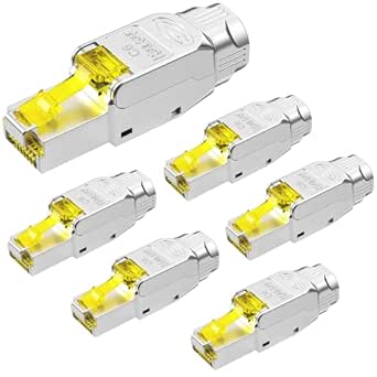 Amazon.com: Shielded Rj45 Connector Tool-Free 6 Pcs,CAT6 Field Termination Plug Gold Plated ...