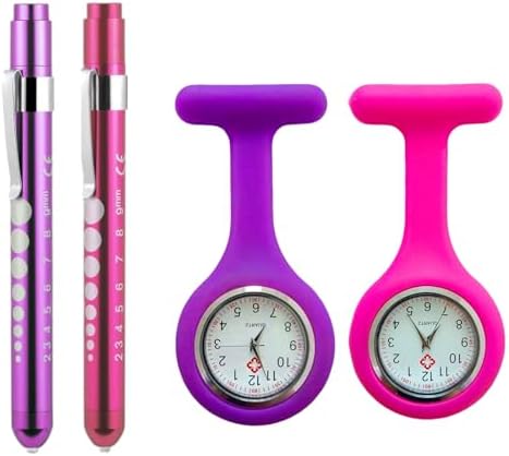 PORUPAEL 4Pcs Nurse Fob Watch and Pen Torch Set - Medical Fob Watches ...