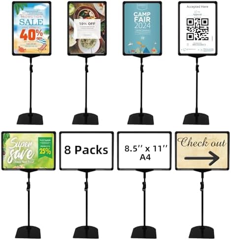Amazon.com: Hicarer 8 Pack Adjustable Sign Holder Poster Stand 8.5 x 11 ...