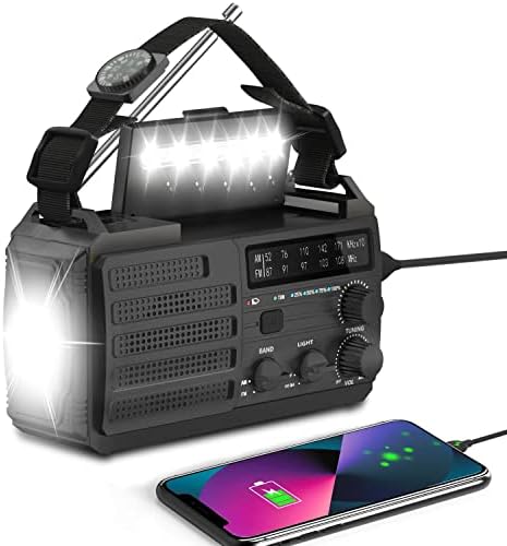 RunningSnail Wind Up Solar Radio,8000mAh Emergency Hand Crank Radio, Camping AM/FM Radio with ...