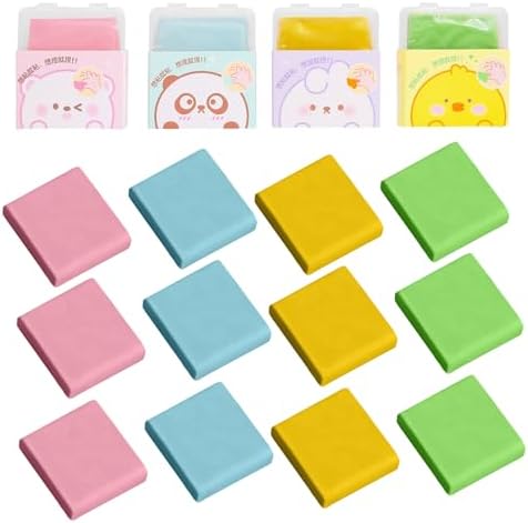 Pack of 12 Kneading Erasers, Art Eraser, 4 x 3.5 cm Colourful Erasers ...