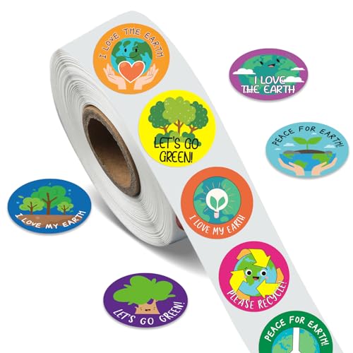 Snapklik.com : 1000 Pcs Earth Stickers For Kids Roll Shape Save The ...