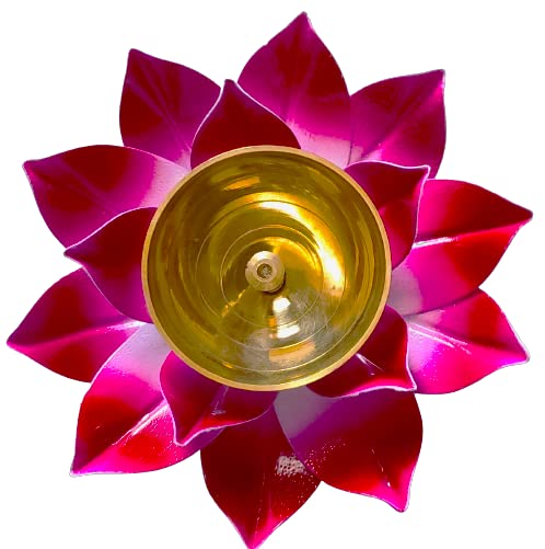 Buy Aryan's World Brass Lotus Diya in Pink Colour Kamal Diya Nanda deep ...