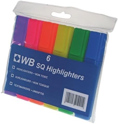 TANGERINE DREAM UK WB Box of 6 Assorted Square Highlighters Marker Pens ...