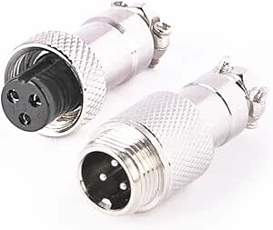 Amazon.com: GX16 3 Pin Metal Male Female Panel Connector, 16mm Panel Mount Circular Metal ...