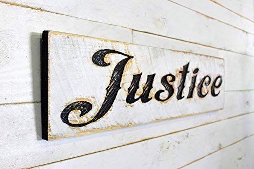Amazon.com: Justice Sign - 40"x10" Carved in a Wood Board | Rustic ...