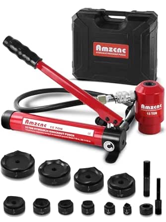 AMZCNC Hydraulic Knockout Hole Punch Set 1/2 to 4 inch Electrical Conduit Hole Cutter Set KO ...