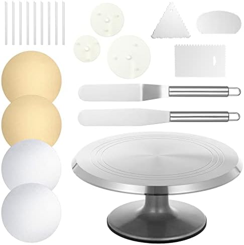 Coptiner Cake Turntable 12 Inch Cake Boards Aluminum Alloy Rotating ...