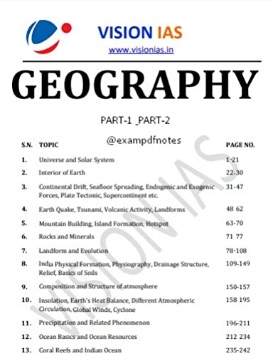 Vision IAS Geography Part 1+2 Notes Study Material [Photocopy] : Amazon ...