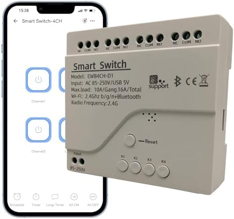 4 Channel Smart WiFi+BLE with RF module, Dry Contact Relay Switch ...