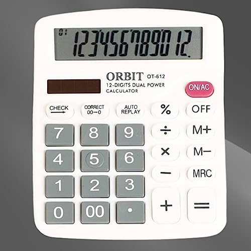 12 Digit Portable Dual Power Basic Calculator with Large Bright Display ...