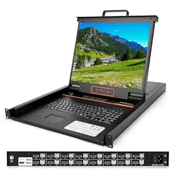 Amazon.com: Rack Mount KVM Monitor 19", 16 Port HDMI KVM Console, 1U ...