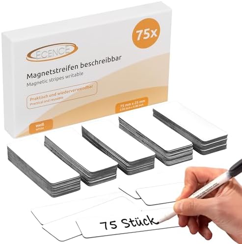 Amazon.com : ECENCE Dry Erase Magnetic Labels 75pcs Reusable Magnetic ...