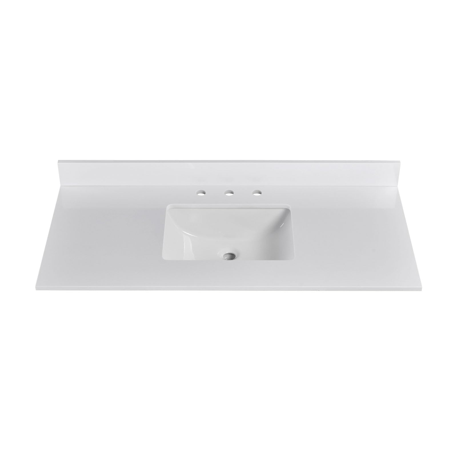 48 INCH SOLID WHITE VANITY SINK TOP, ENGINEERED STONE VANITY TOP WITH ...