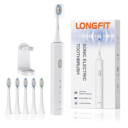 Electric Toothbrush for Adult Ultrasonic, LONGFIT Basic 90 Days Standby ...