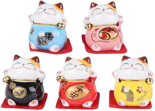 5Pcs Maneki Neko Lucky Money Cat Fortune Cat Fengshui Waving Arm Cat ...