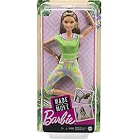 Barbie Made to Move Doll with 22 Flexible Joints & Long Wavy Brunette ...