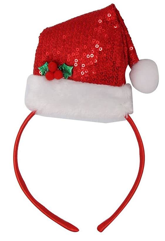 Amazon.com: North Pole Novelties Red Santa Sequin Hat Headband : Home ...