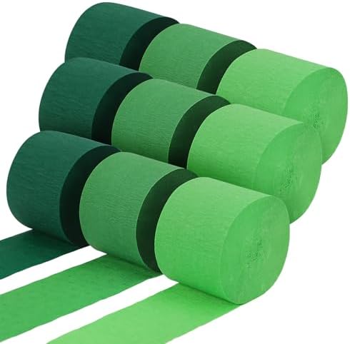 Amazon.com: Green Crepe Paper Streamers 9 Rolls 738ft, Green Streamers ...