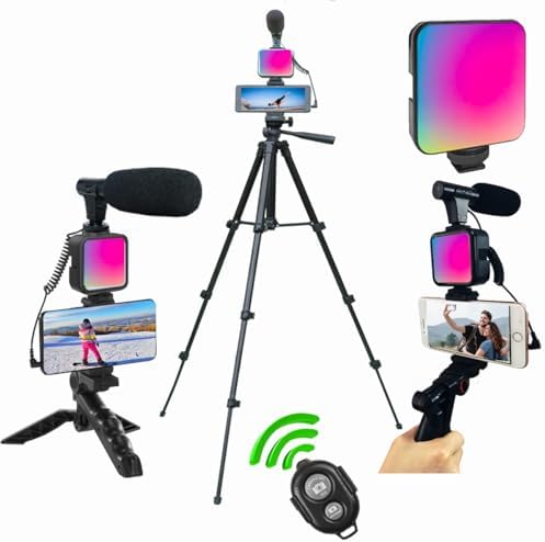 Amazon.com: Smartphone Video Vlogging Kit with LED Light, Phone Holder ...