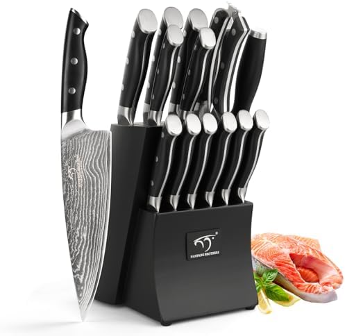 Amazon.com: Damascus Steak Knives Set of 8 with Knife Block, 5 Inch ...