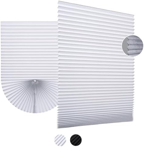 Amazon.com: UrMoon Adhesive Temporary Pleated Shades 6 Packs Blackout ...