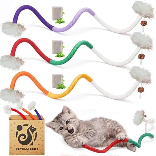 Petelligent Bent Cat Rope Toy, Pet Chew Toys, Interactive Tease Toys ...