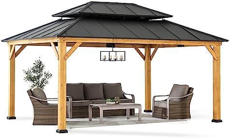 Amazon.com: SUNJOY 12 x 16 ft. Wood Gazebo, Outdoor Patio Hardtop ...