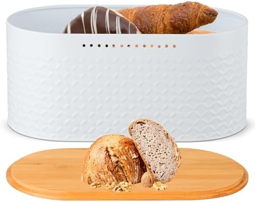 Amazon.com: LuxEssentials 2 Layered Bamboo Breadbox | Large Rolltop ...
