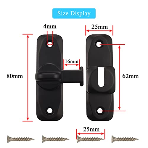 Pexintek Small Latch for Sliding Doors, 90 Degree Door Lock for Double ...