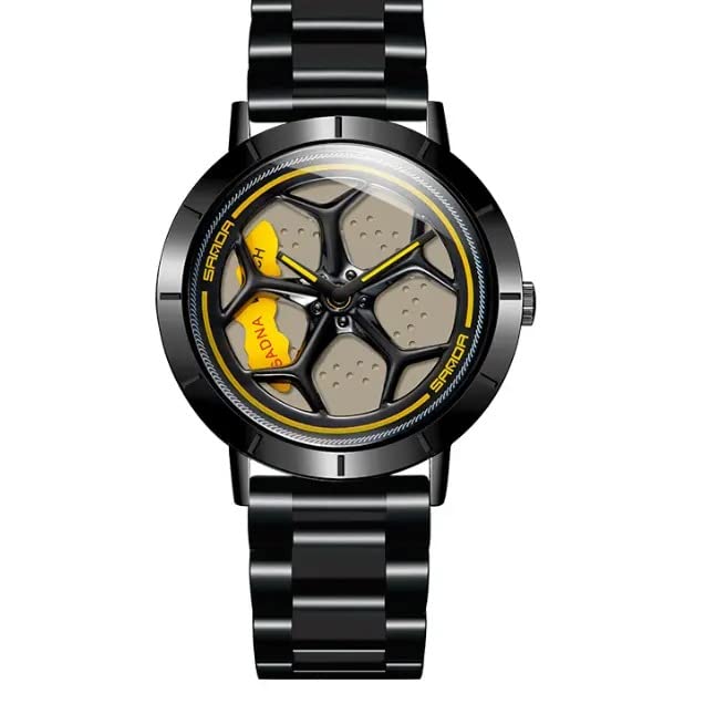 Buy Dyls Rotating Car Wheel Watch for Men Alloy Steel Watch with ...