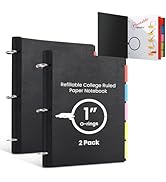 Amazon.com : Tashkummy Pivotable Refillable Notebook, 1 Inch 3 Ring Notebook Binder, 100 College ...