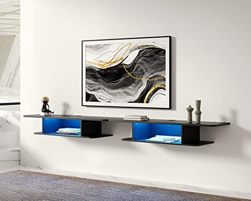 Amazon.com: FITUEYES Black Floating TV Stand Set of 2,Wall Mounted ...