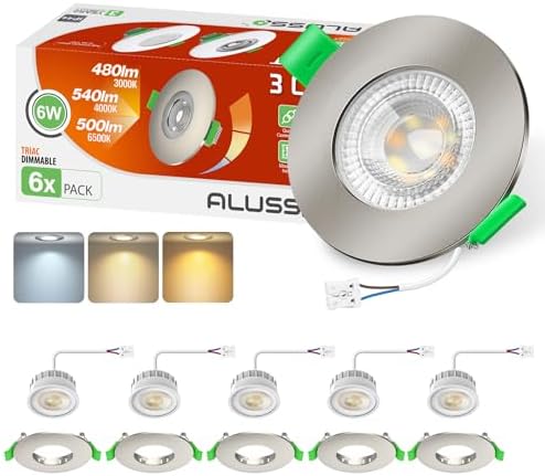 ALUSSO LIGHTING LED Recessed Ceiling Lights 6W 540lm, Ø68mm Nickel ...
