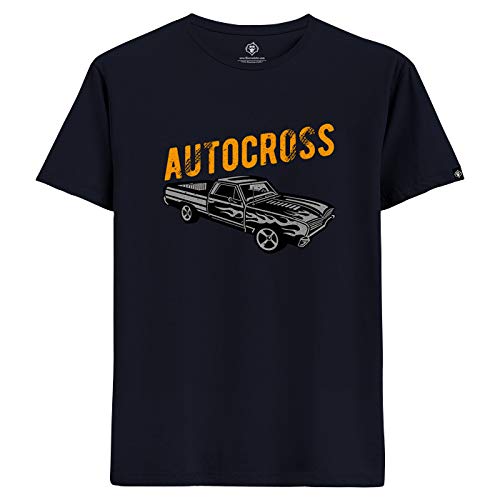 Buy The Rowdster Men's Round Neck Cotton Autocross Printed Navy Blue T ...