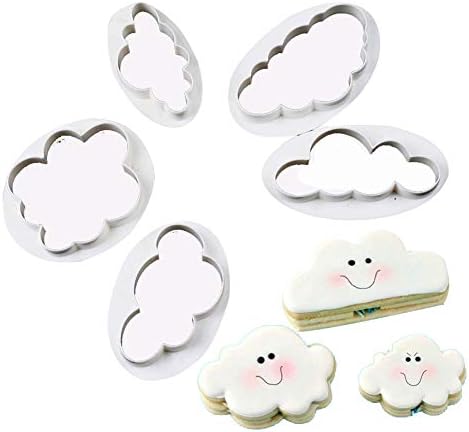 CEYAZYE 5PCS Cloud Fondant Cutter, Plastic Fluffy Cloud Cookie Cutter ...