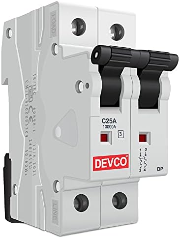 25A Double Pole 10KA C Curve MCB (Miniature Circuit Breaker) Brown 1 ...