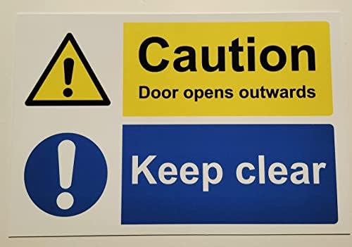 Caution Door Opens Outwards Warning Sign Self Adhesive Gloss Sticker ...