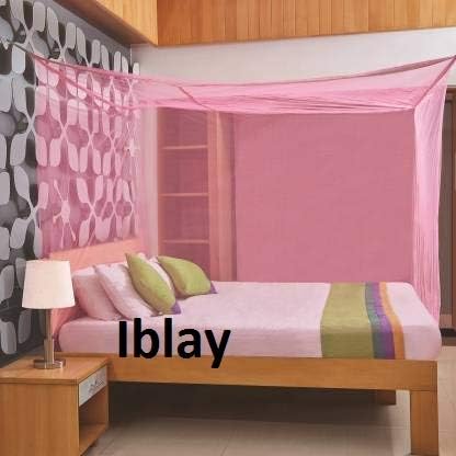 Iblay Hdpe Deluxe Pink Mosquito Net for Babies, Single and Double Bed ...