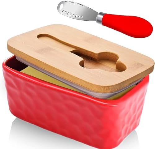 Ceramic Butter Dish with Lid and Knife Porcelain Butter Container with ...